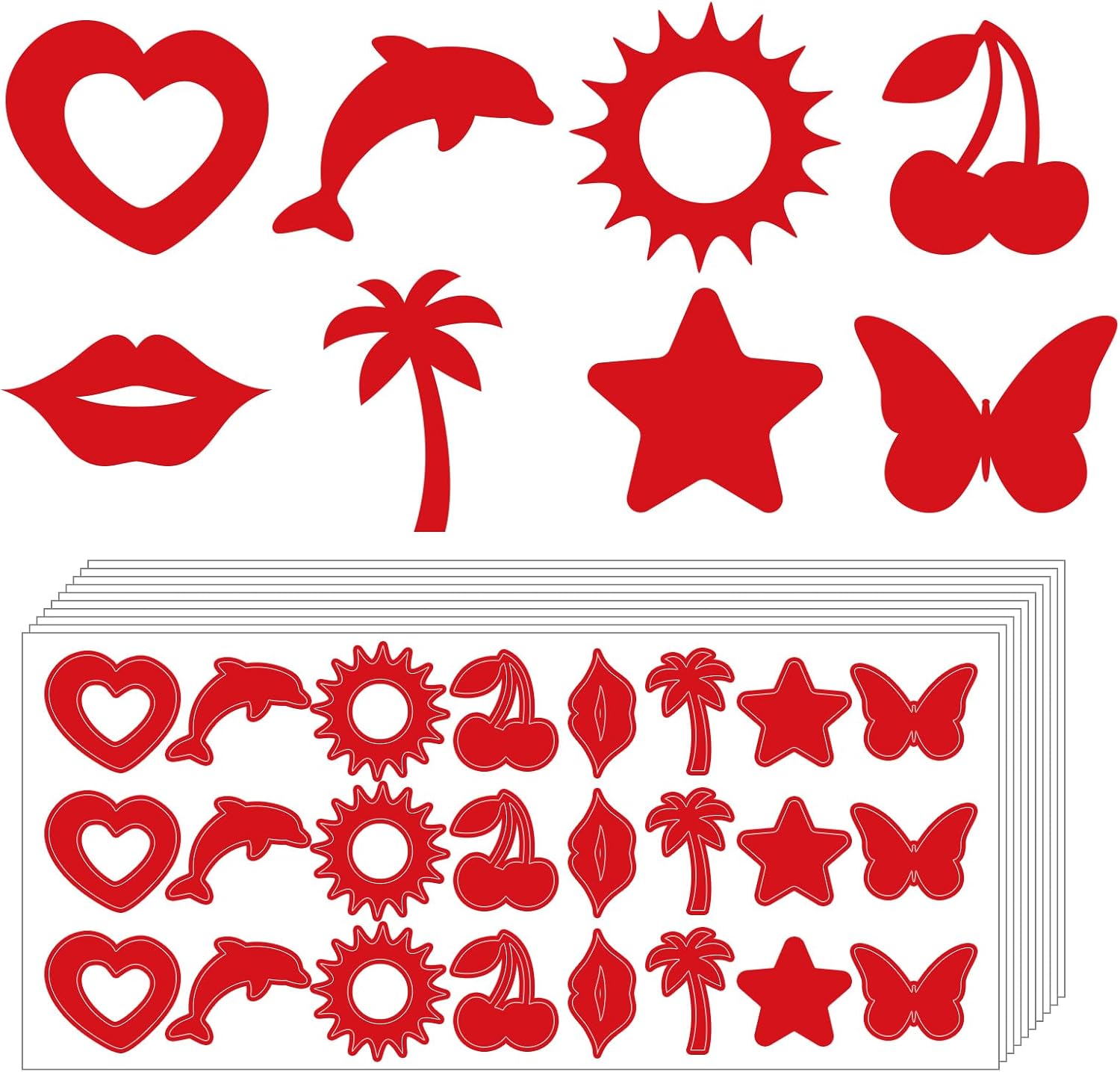 Amazon.com: Whaline 240Pcs Tanning Sunbathing Stickers Heart Dolphin ...