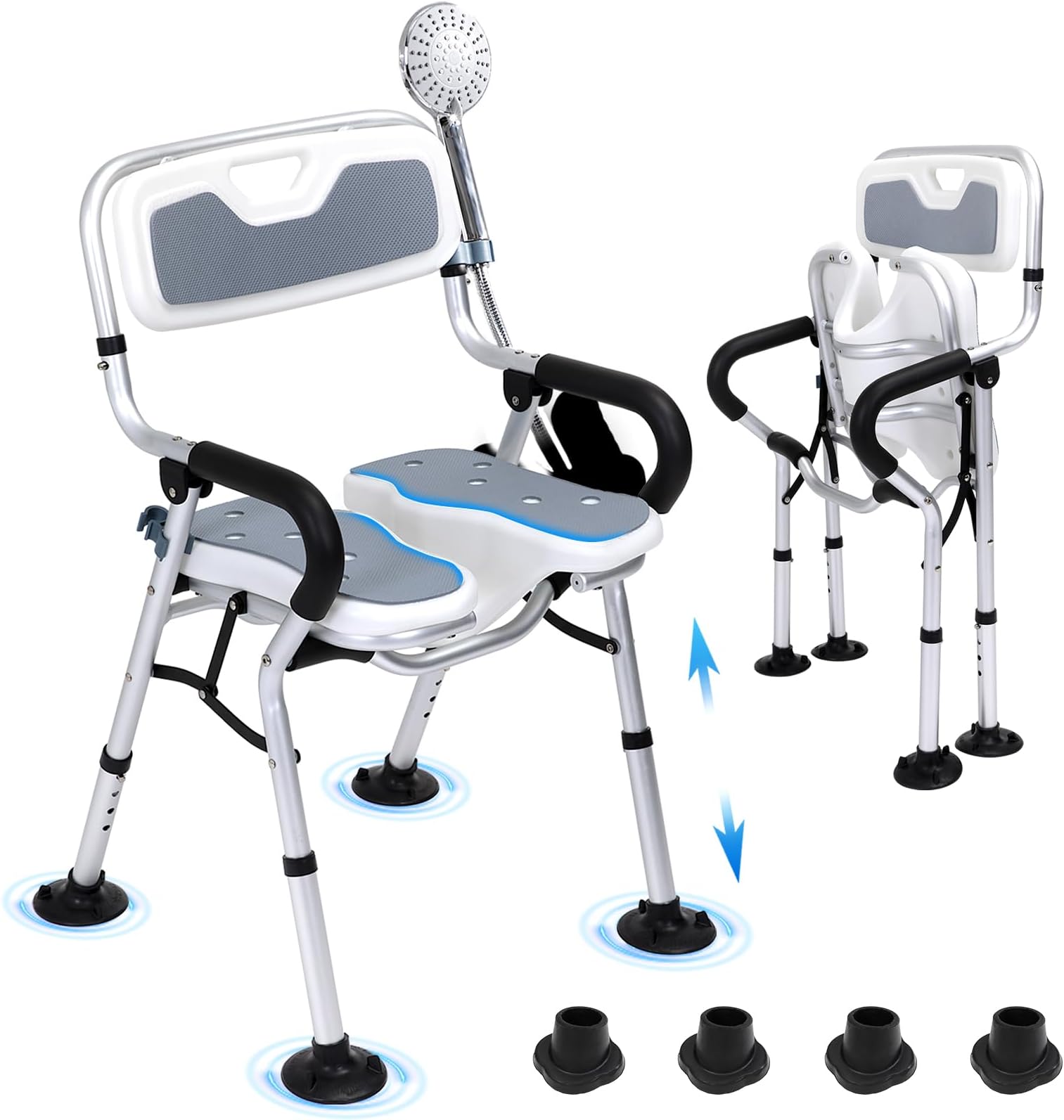 Amazon.com: Heavy Duty Shower Chair,U-Shape Seat Foldable Shower Chair ...
