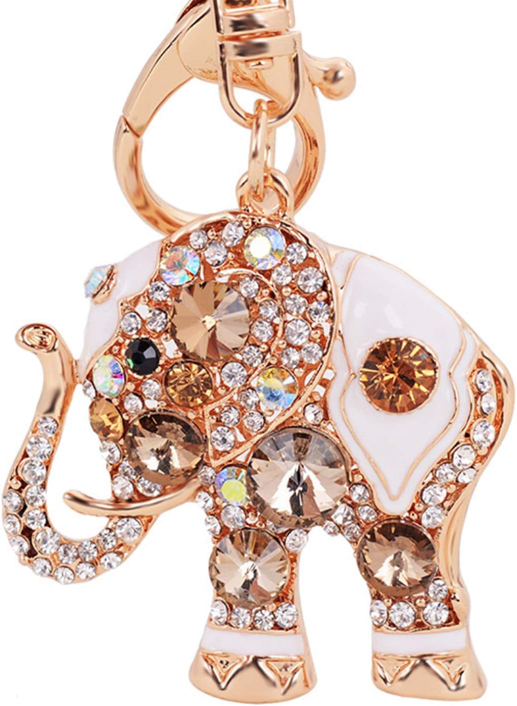 Amazon.com: Elesa Miracle Girl Women Opal Rhinestone Elephant Keychain ...