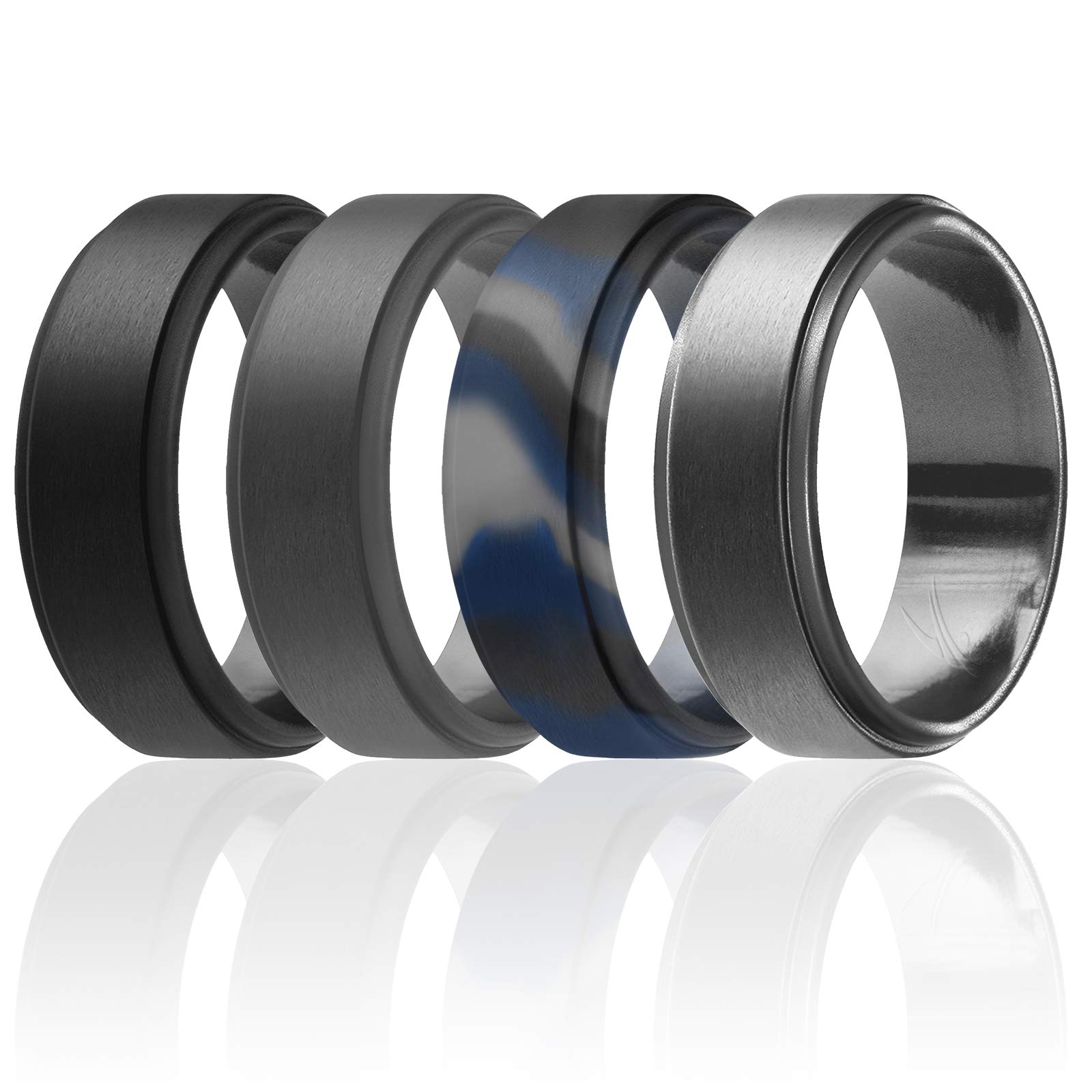 ROQ Silicone Rubber Wedding Ring for Men, Comfort Fit, Men's Wedding ...