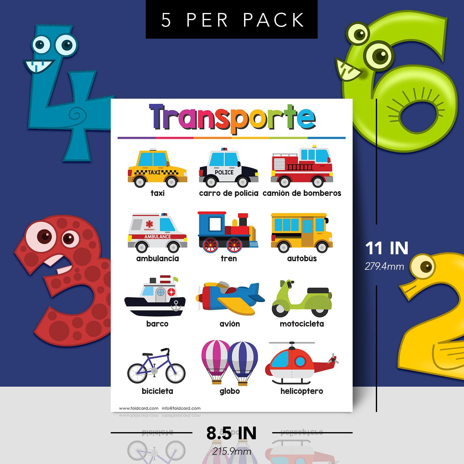 Snapklik.com : Transporte Spanish Chart For Preschool To Gradeschool ...