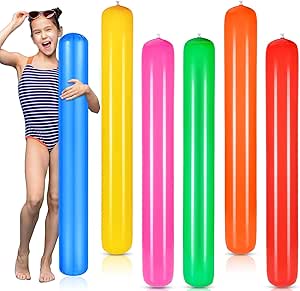 6 Pcs Pool Noodles Colorful Inflatable Pool Sticks 41.3Inch Blow up ...