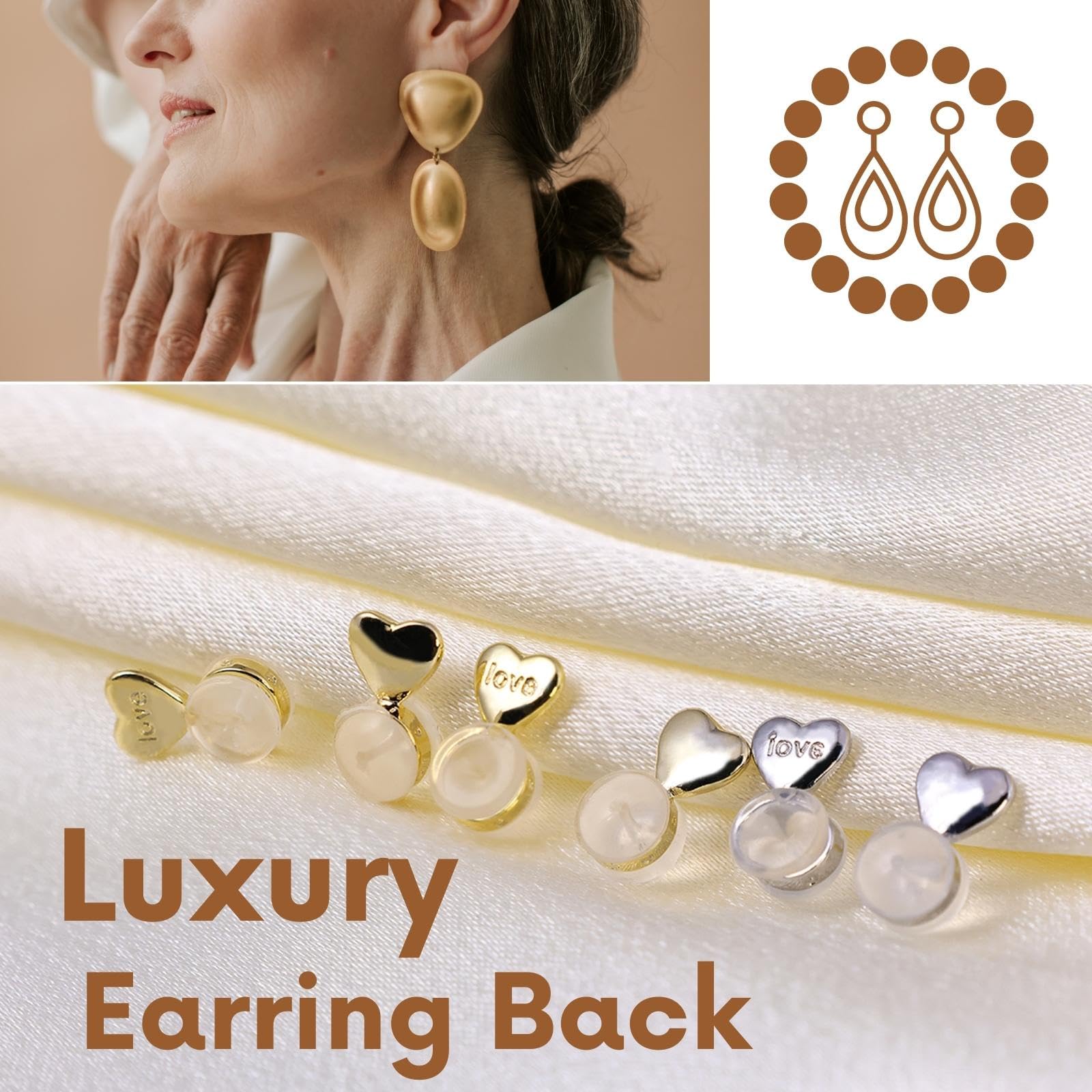Earring Lifters For Heavy Earrings - 6 Piece Rubber Lifter Support For ...