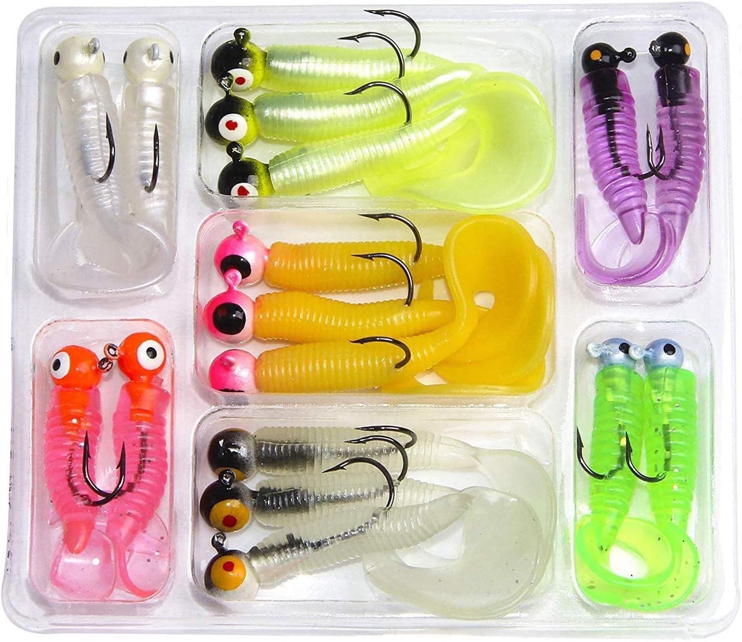 Fishing Jig Head Hooks Soft Grub Plastic Lures Bait, 17pcs Fishing Lure ...