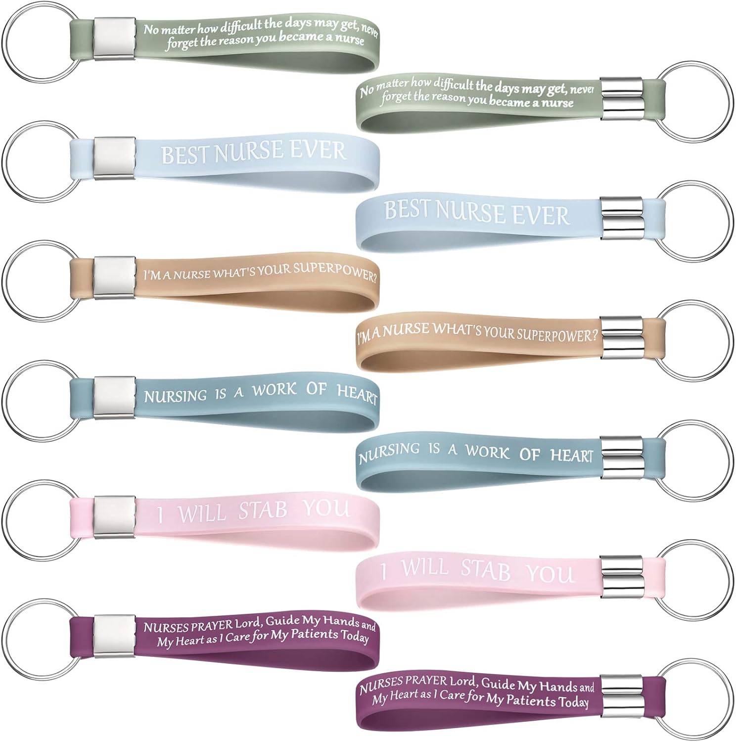 24 Pcs Nurse Keychain Bulk Thank You Gifts for Nurses Inspirational ...