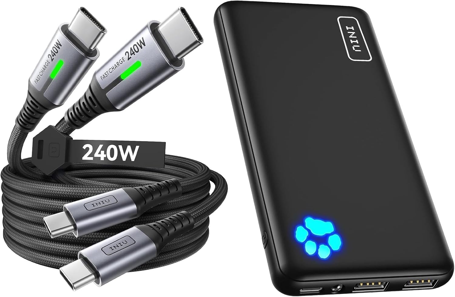 Amazon.com: INIU 10000mAh Portable Charger + 240W Fast Charging Type C ...