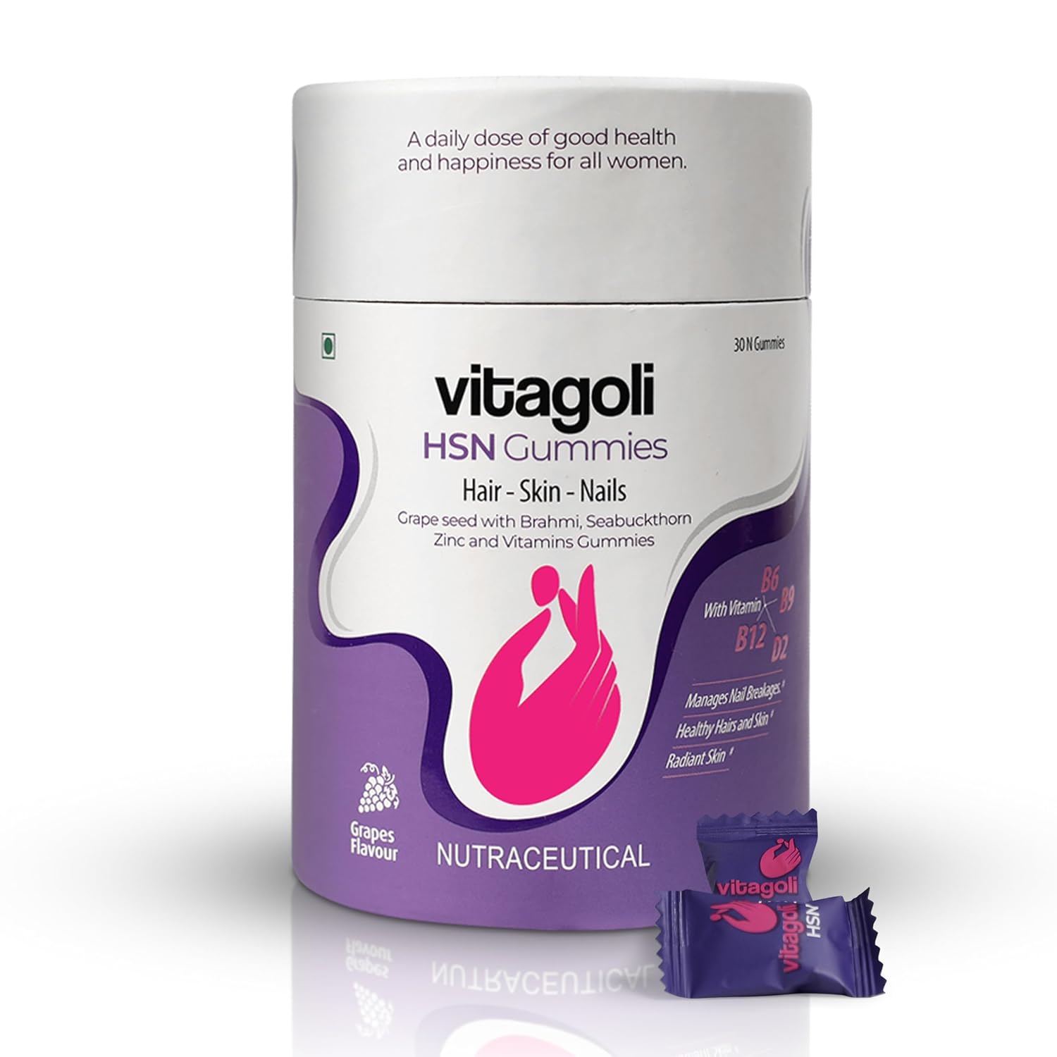 Vitagoli Hair, Skin & Nail Gummies for Women | With Ketricho, Biotin ...