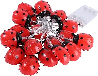 PRETYZOOM 1Pc Creative LED String Light Ladybug Design with Lifesize Lights for Outdoor Garden ...