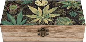 Amazon.com: YJWANDO Wooden Storage Box, A Puff in Time Weed Marijuana ...