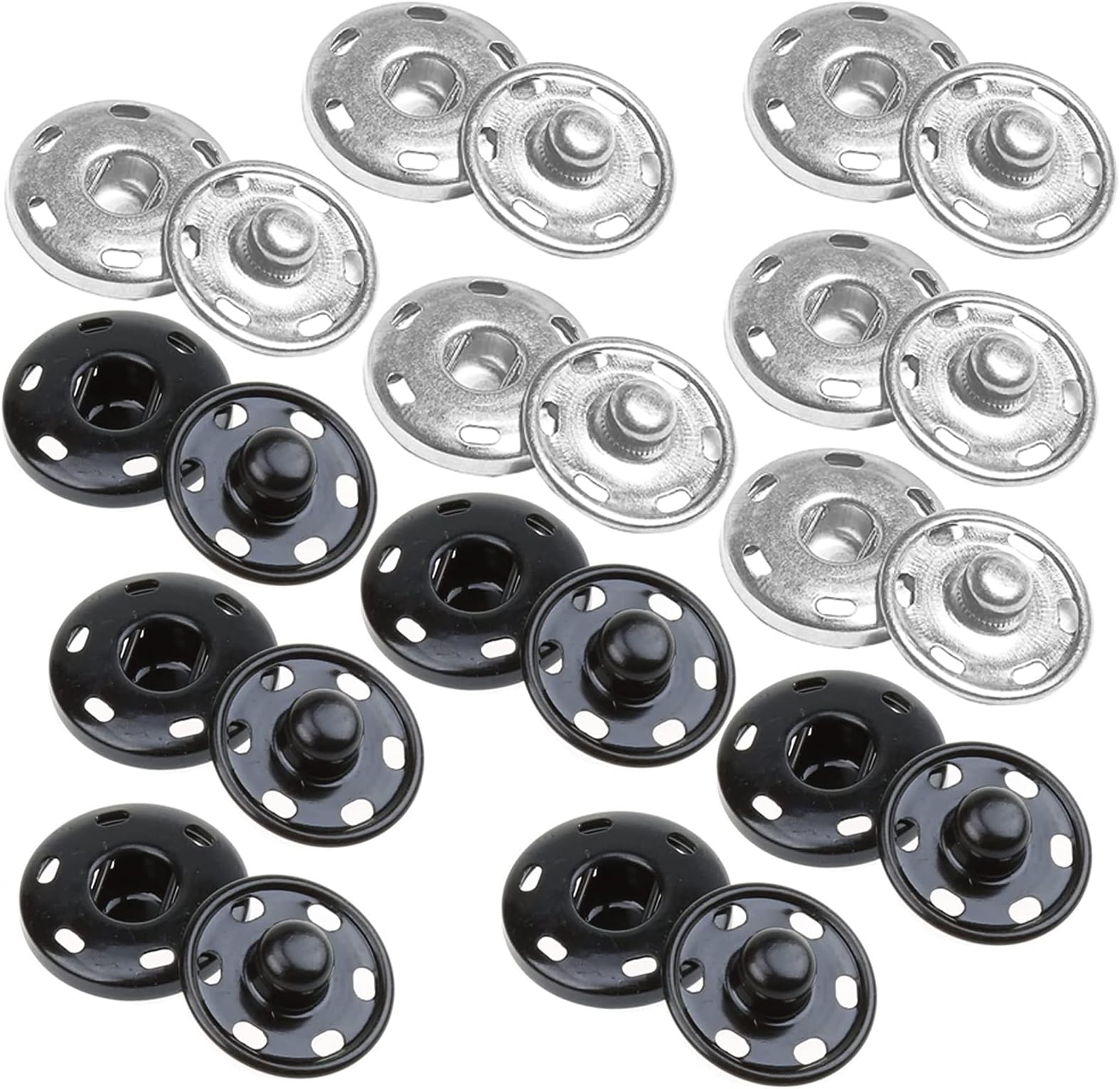 Amazon.com: Kenkio 120 Sets Sew-on Snap Buttons Metal Snaps Fasteners ...