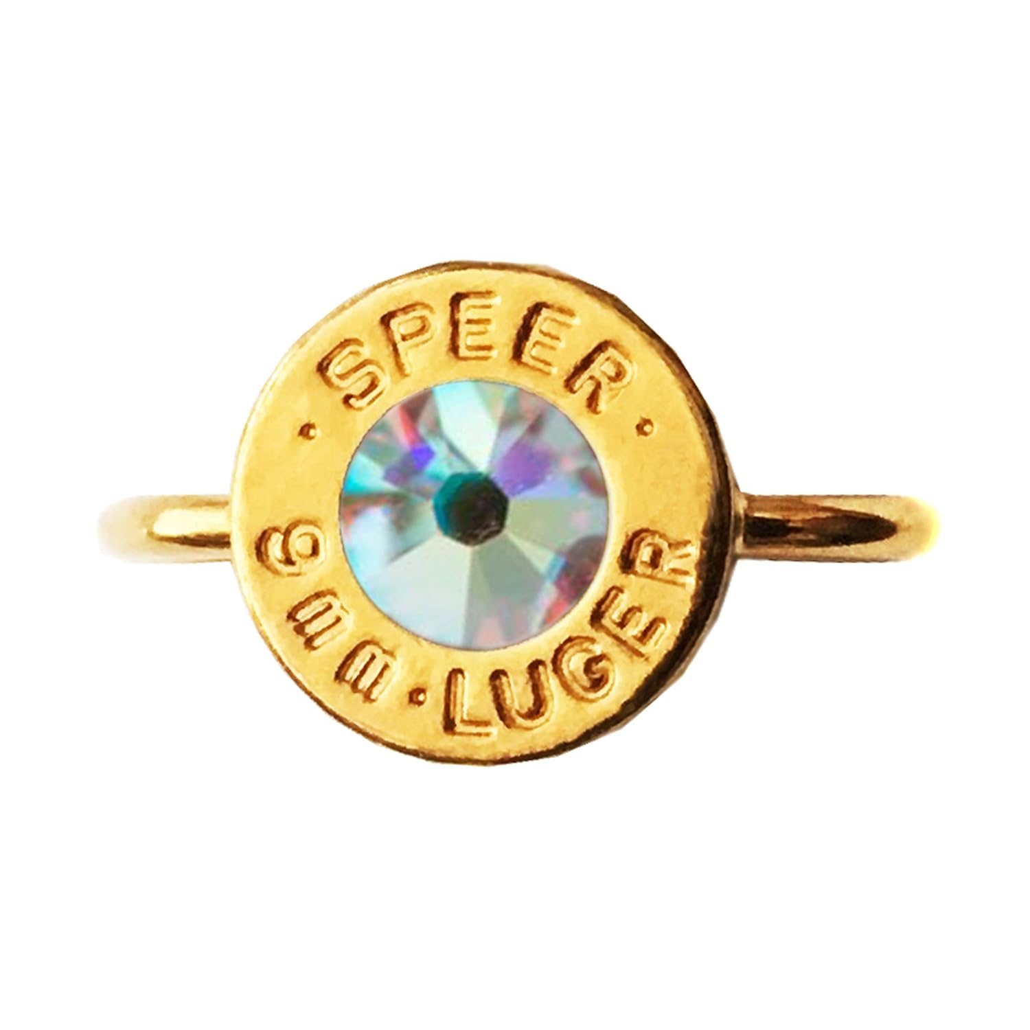 Amazon.com: Adjustable Ring, Opalescent Shimmer Crystal - Yellow Gold ...