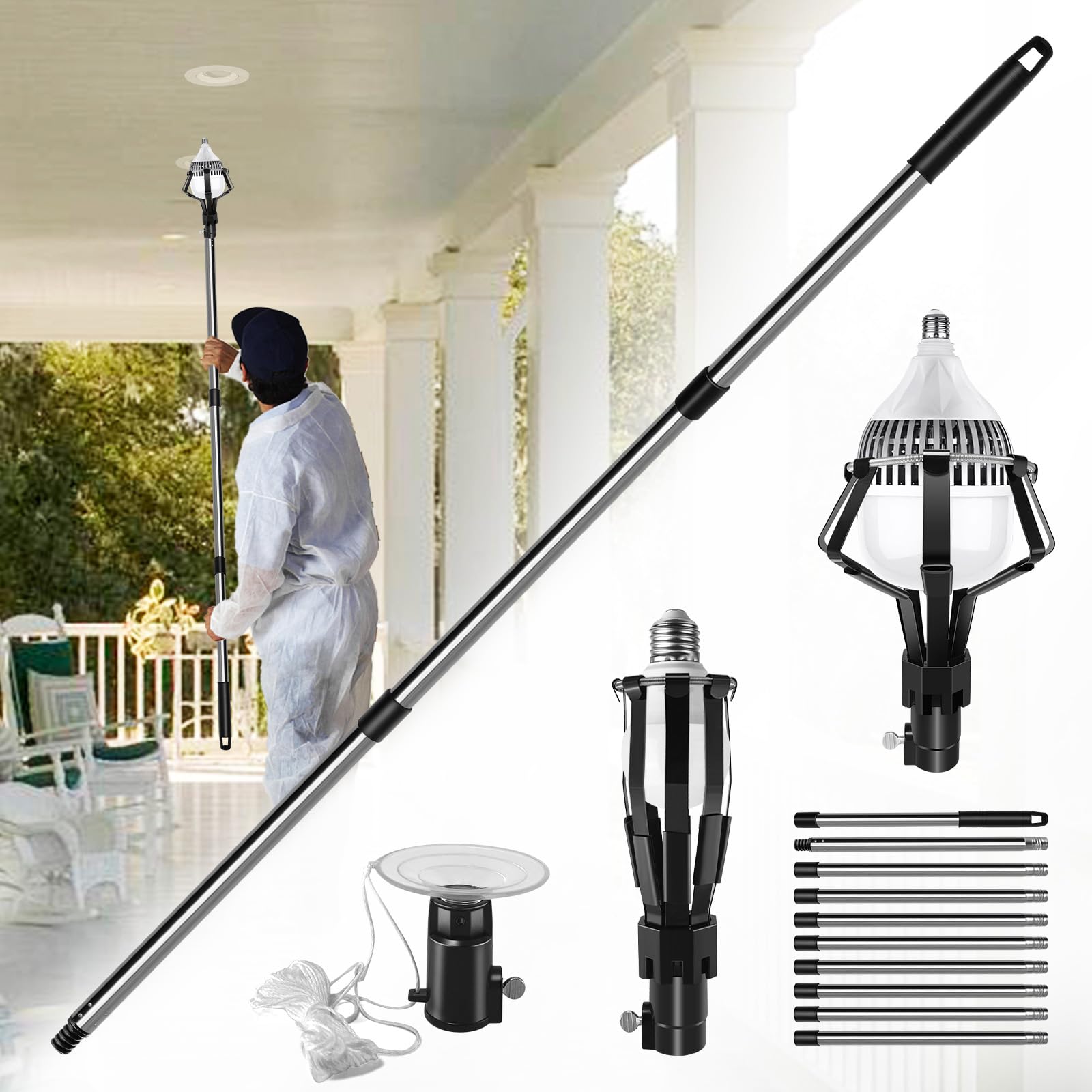 CHCTMJQ 12FT Light Bulb Changer for High Ceilings and Recessed Lights ...