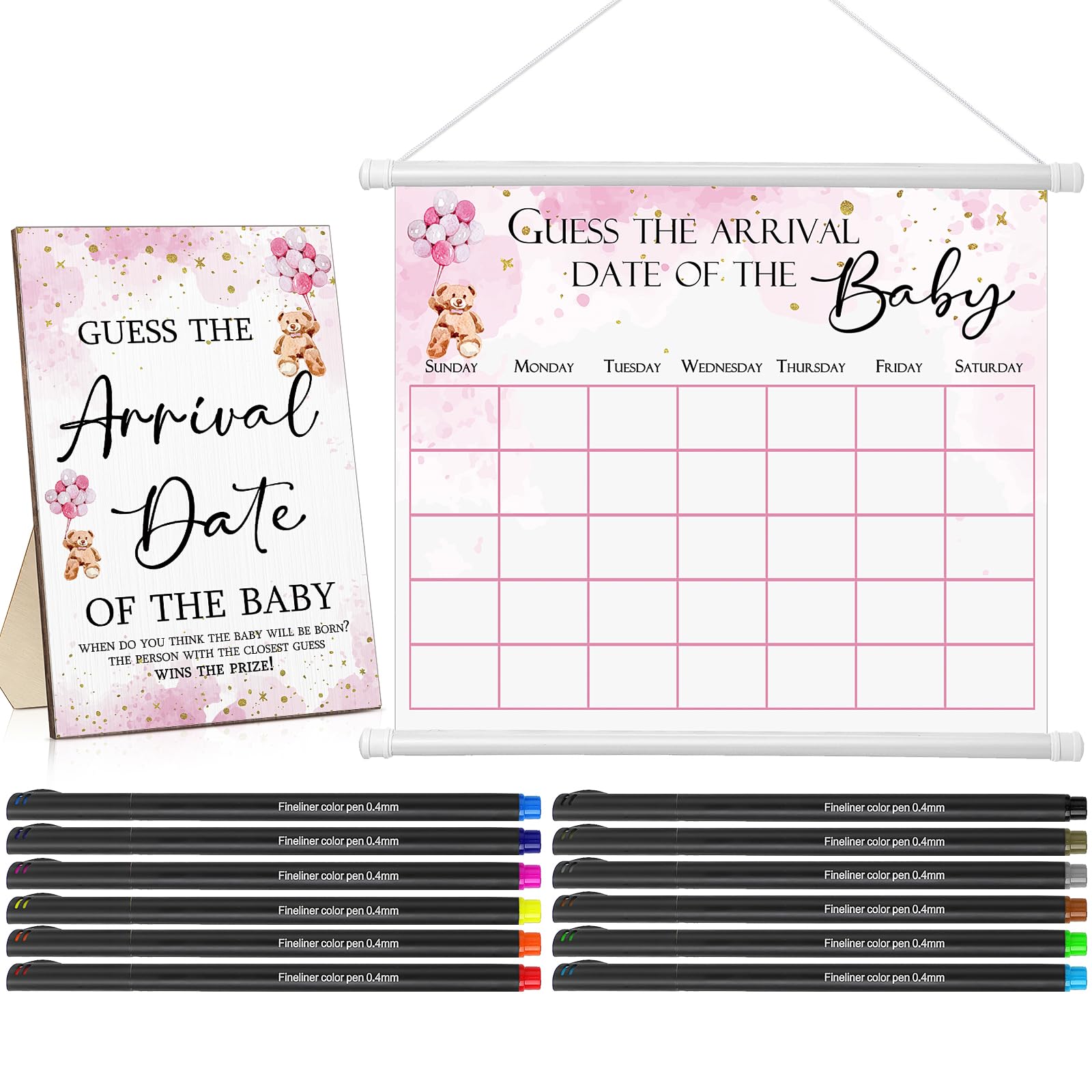 Amazon.com : Sintuff Guess the Due Date for Baby Calendar Bear Include ...