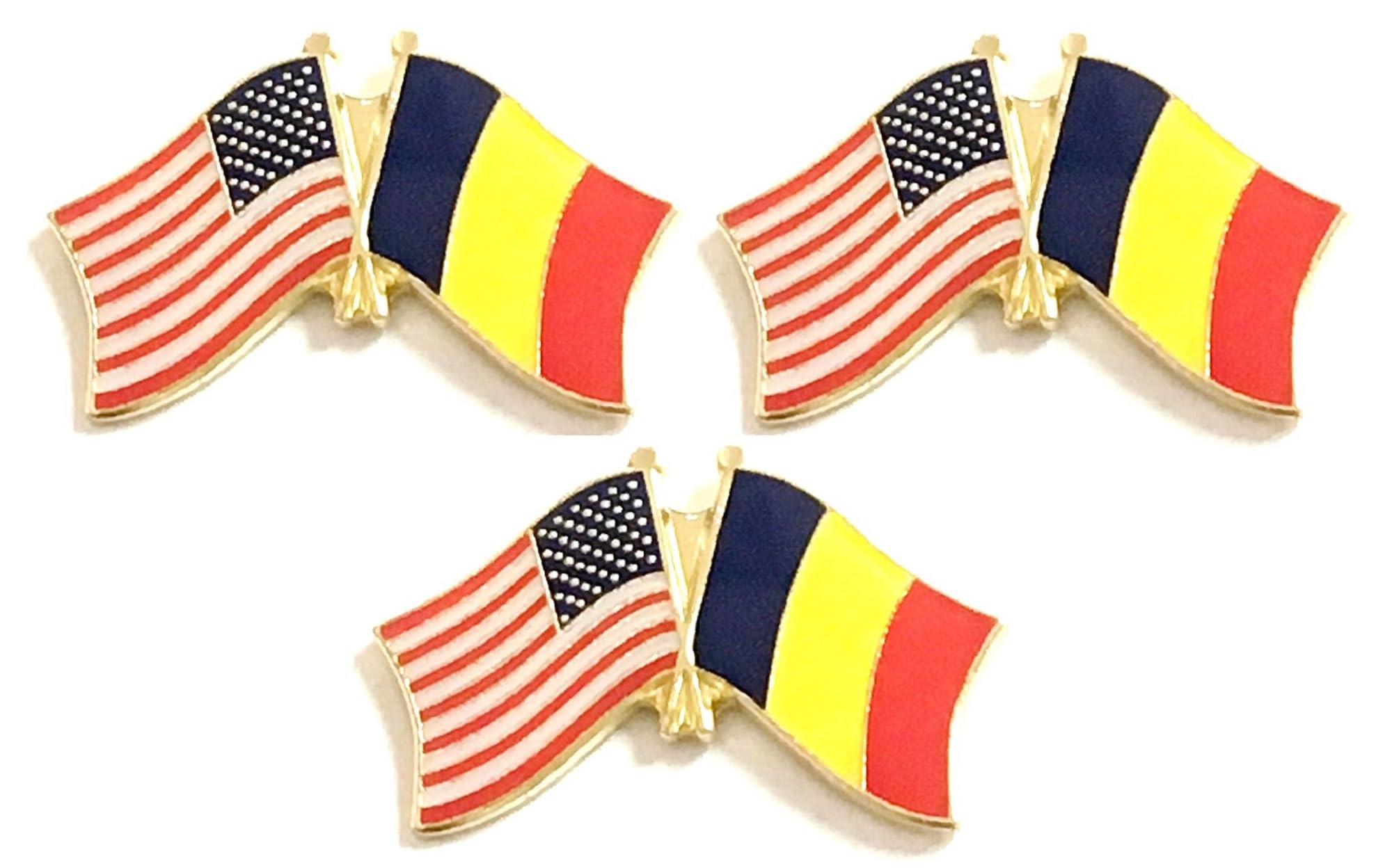Amazon.com: Packof 3 Romania & US Crossed Double Flag Lapel Pins ...