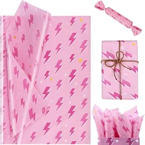 Amazon.com: 100 Sheets 20 * 14 Y2K Style Tissue Paper Pink Lightning ...