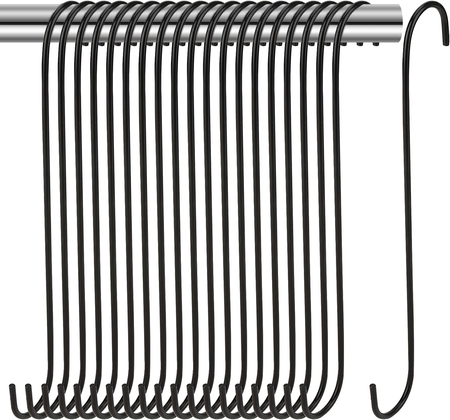 Amazon.com: SENJEOK 20 Pack 12 Inch Large Black S Hooks, 30cm Long ...