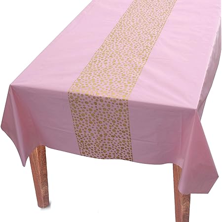 Amazon.com: 108"x54" 4 Packs Pink and Gold Disposable Party Tablecloth ...
