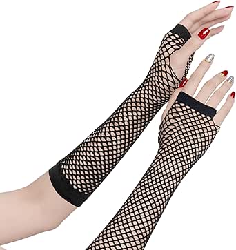Amazon.com: CNTVO 2 Pairs Long Fishnet Gloves, Stylish Fingerless ...