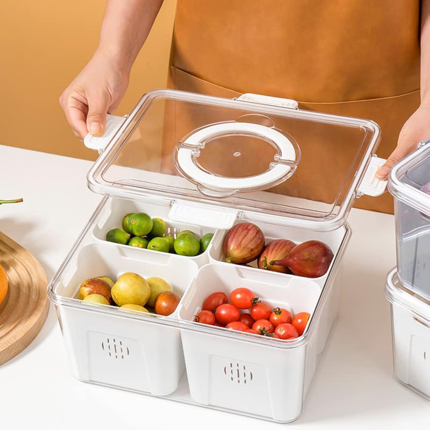 Amazon.com: ZEENING Fruit Storage Containers for Fridge, 4 Compartments ...