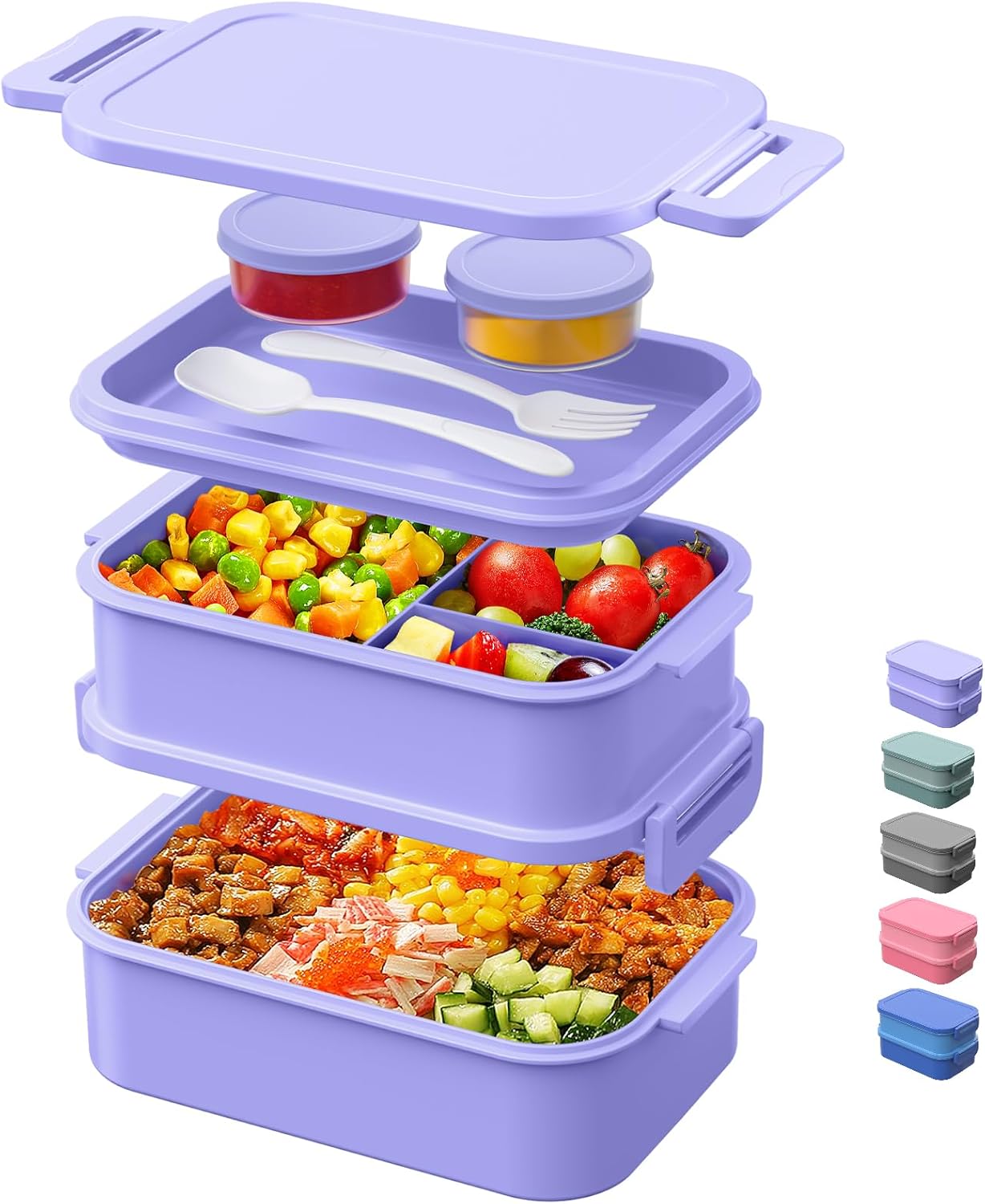 Amazon.com: Lunch Box Adults Bento Box - 74 OZ All-in-One Stackable ...