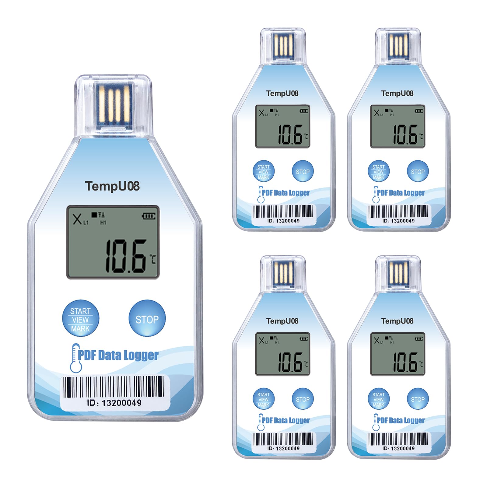 Snapklik.com : Tzone Digital Temperature Data Logger USB Single Use Temp Recorder 5 Packs ...