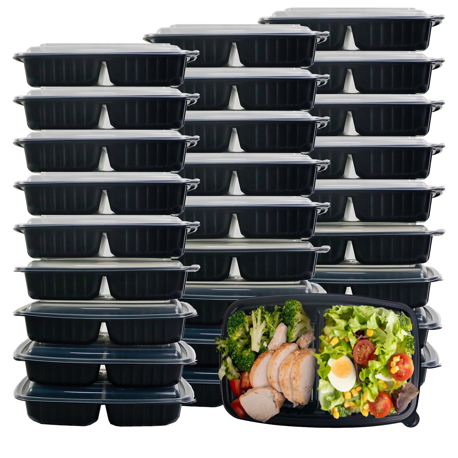 Amazon.com: Tabergpak 140 Piece Reusable Meal Prep 2 Compartment ...