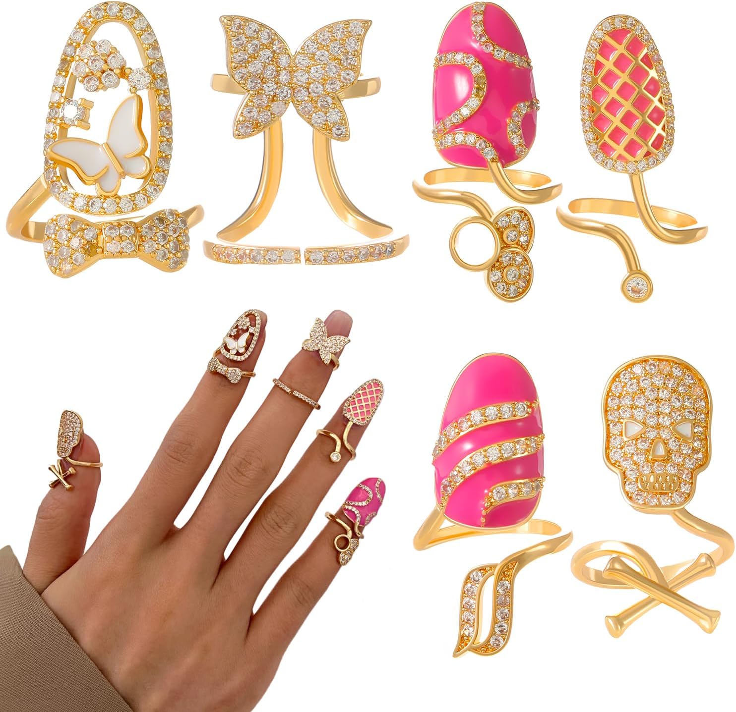 Amazon.com: YIUWLMN 6Pcs Exquisite Trendy Fingertip Ring Shiny ...