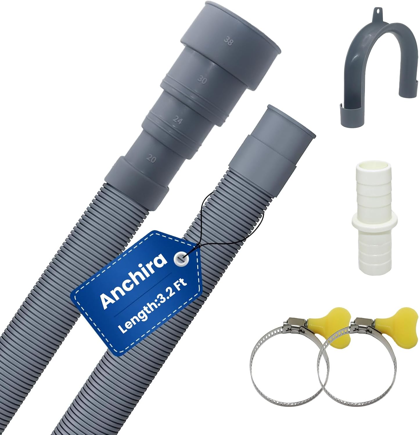 Amazon.com: Anchira 3.2 FT Washing Machine Drain Hose, Flexible ...