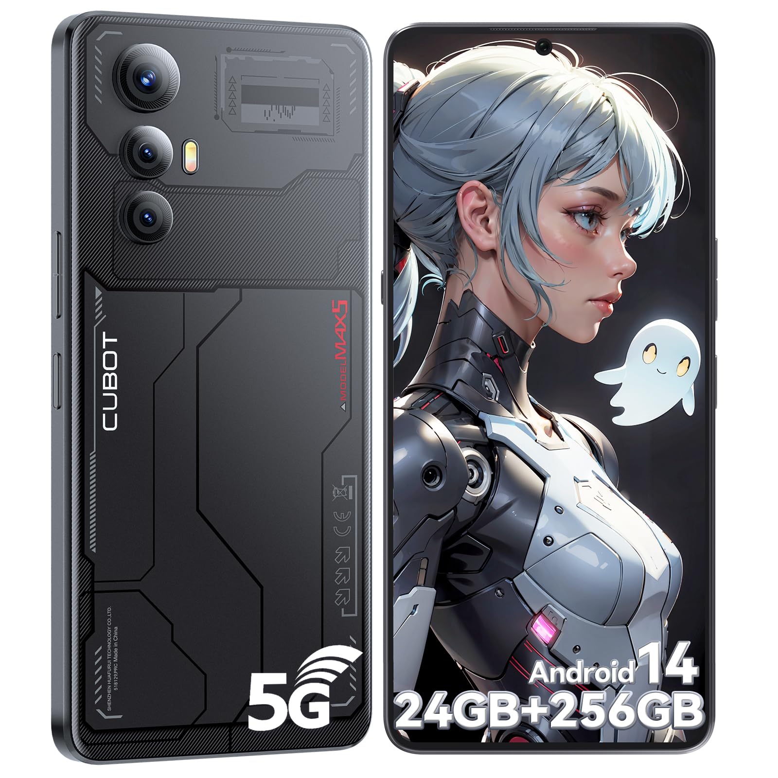 CUBOT Celular Max 5[Nuevo], 5G Smartphone Android 14 Desbloqueado,24GB ...