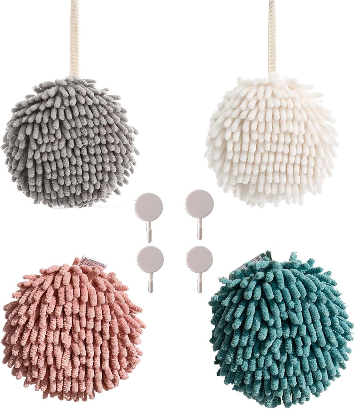Amazon.com: 4 PCS Absorbent Hanging Hand Towel Ball for Kitchen ...