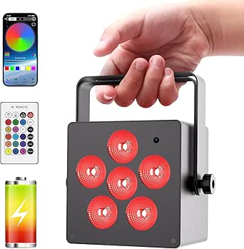 Amazon.com: Battery Powered Stage Lights 6IN1 RGBWA+UV 6LED Wireless ...