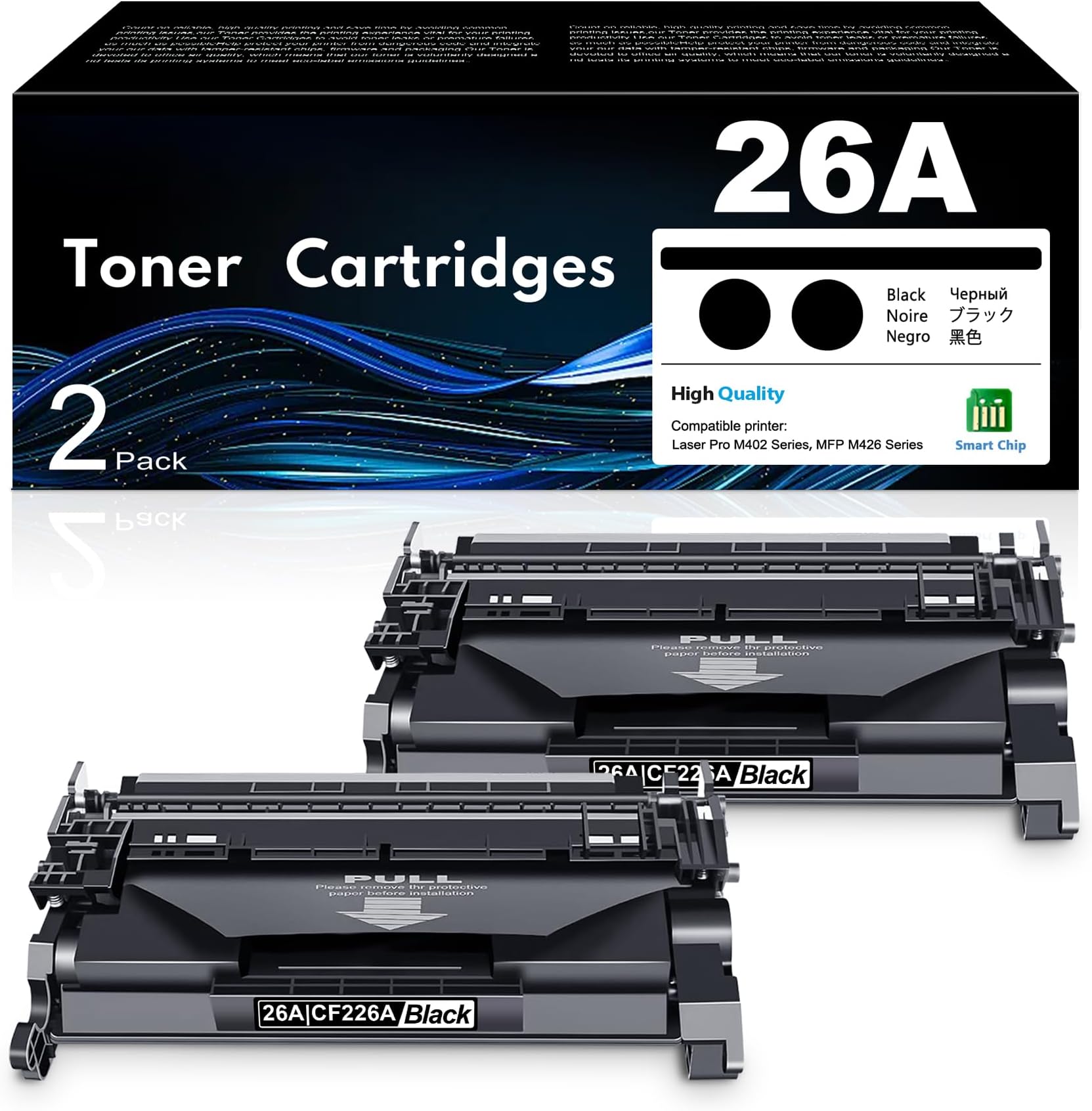 Amazon.com: 26A Black Toner Cartridge 2-Pack with Chip Replacement for ...
