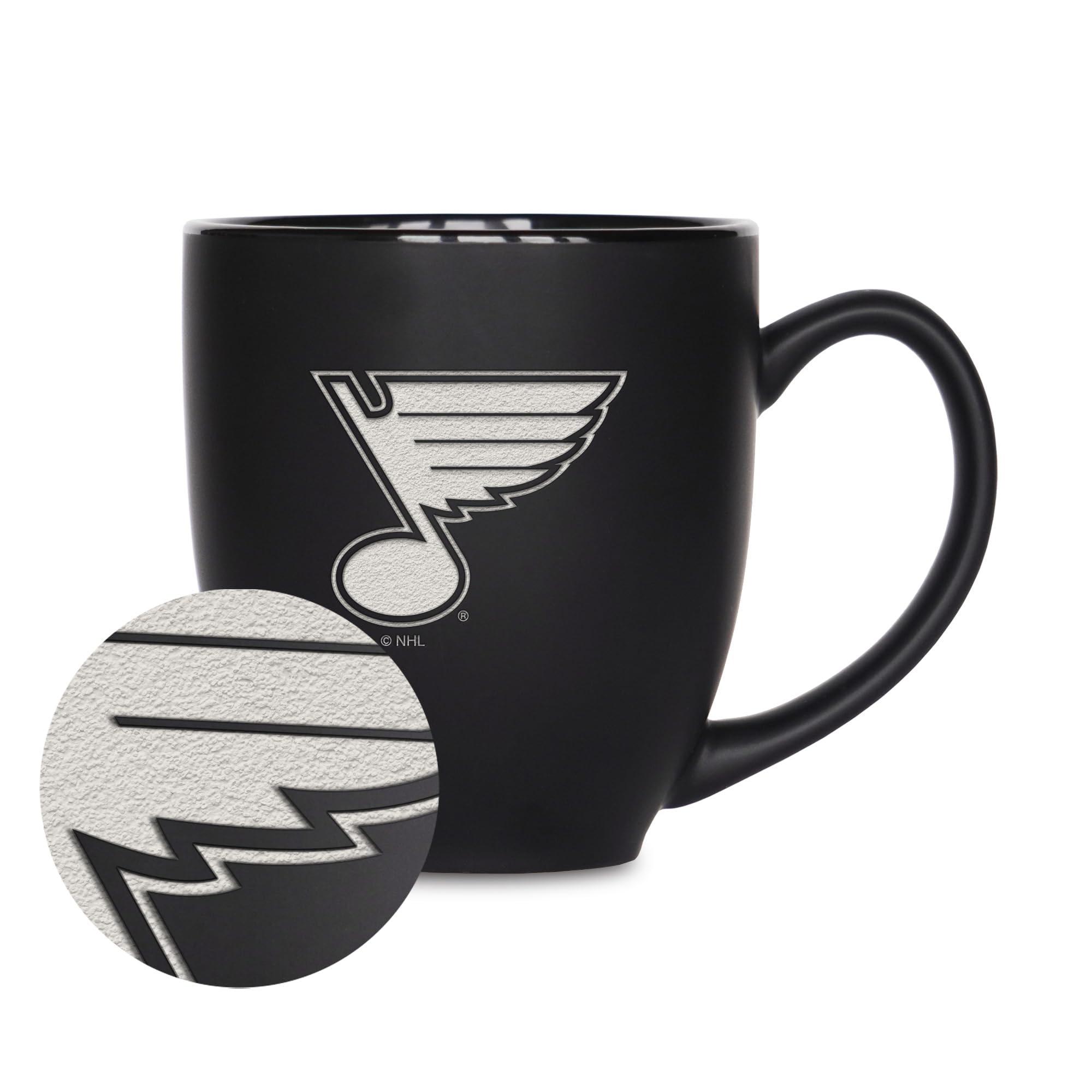 Rico Industriesnhl Hockey 15oz Matte Black Ceramic Bistro Mug ...