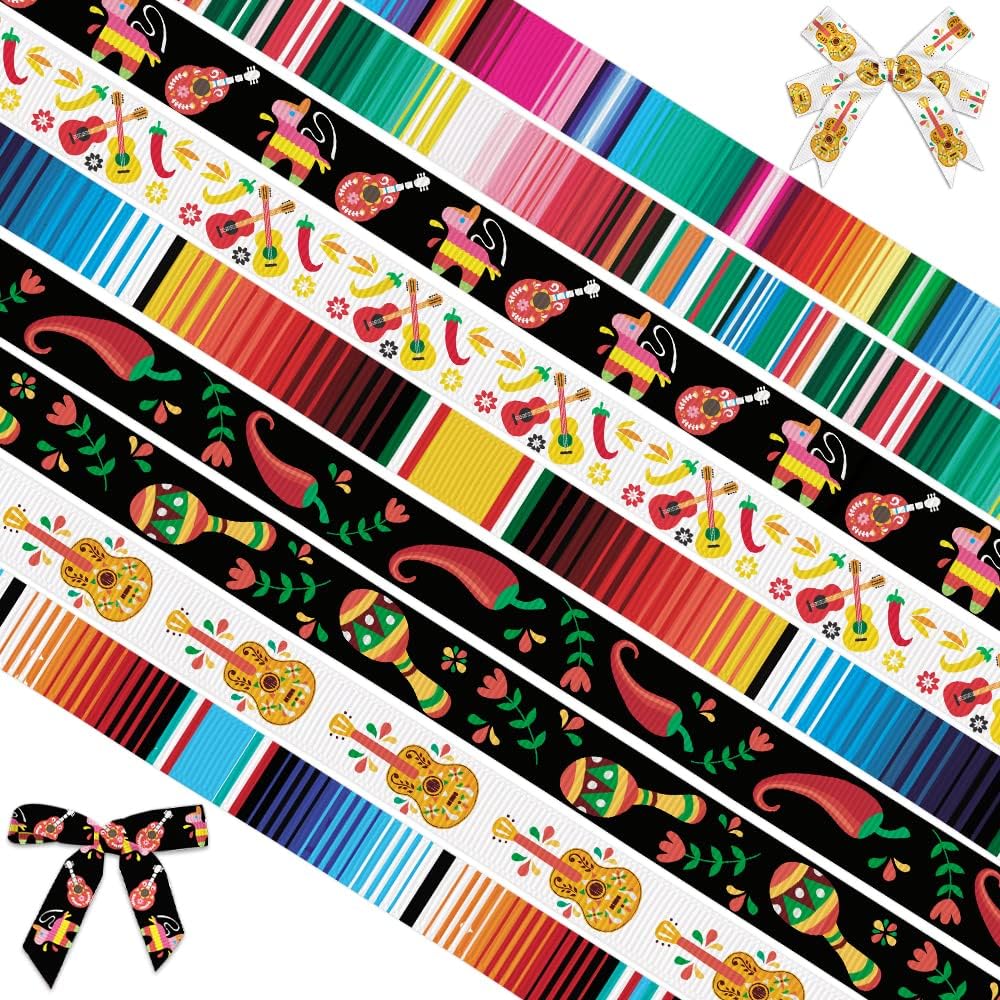 Amazon.com: Hying 9 PCS Mexican Fiesta Ribbons, 3/8" Width Cinco de ...