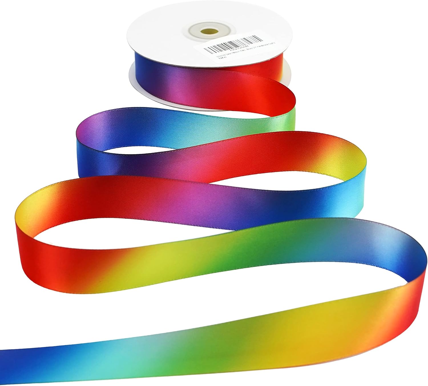 Amazon.com: MEEDEE Rainbow Ribbon Satin Ribbon 1 inch Rainbow Satin ...