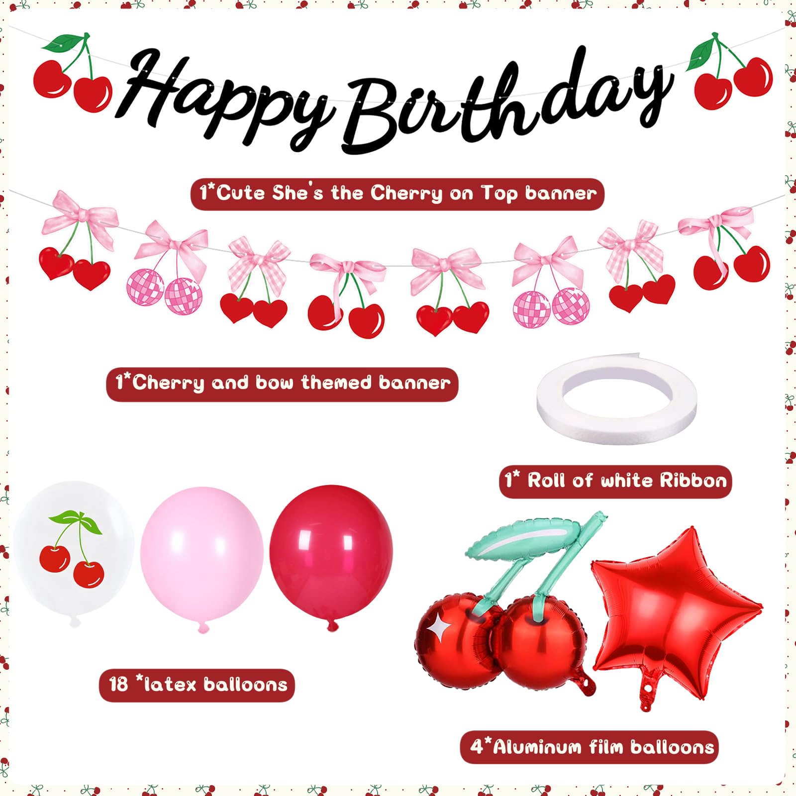 Snapklik.com : Cherry Birthday Party Decorations - Cherries Fruit ...