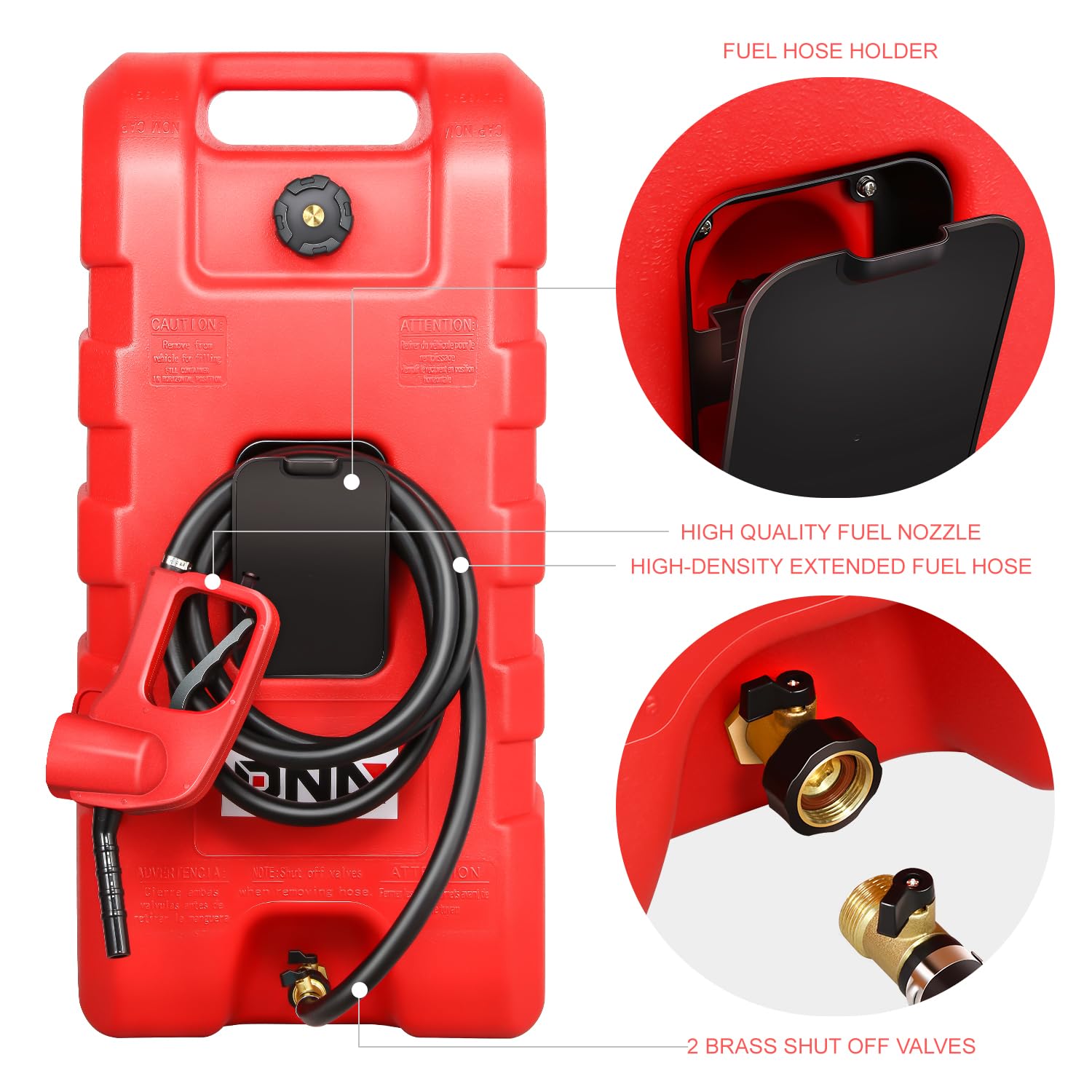 DNA MOTORING 58L Portable Fuel Caddy Tank Container for Gasoline Diesel ...