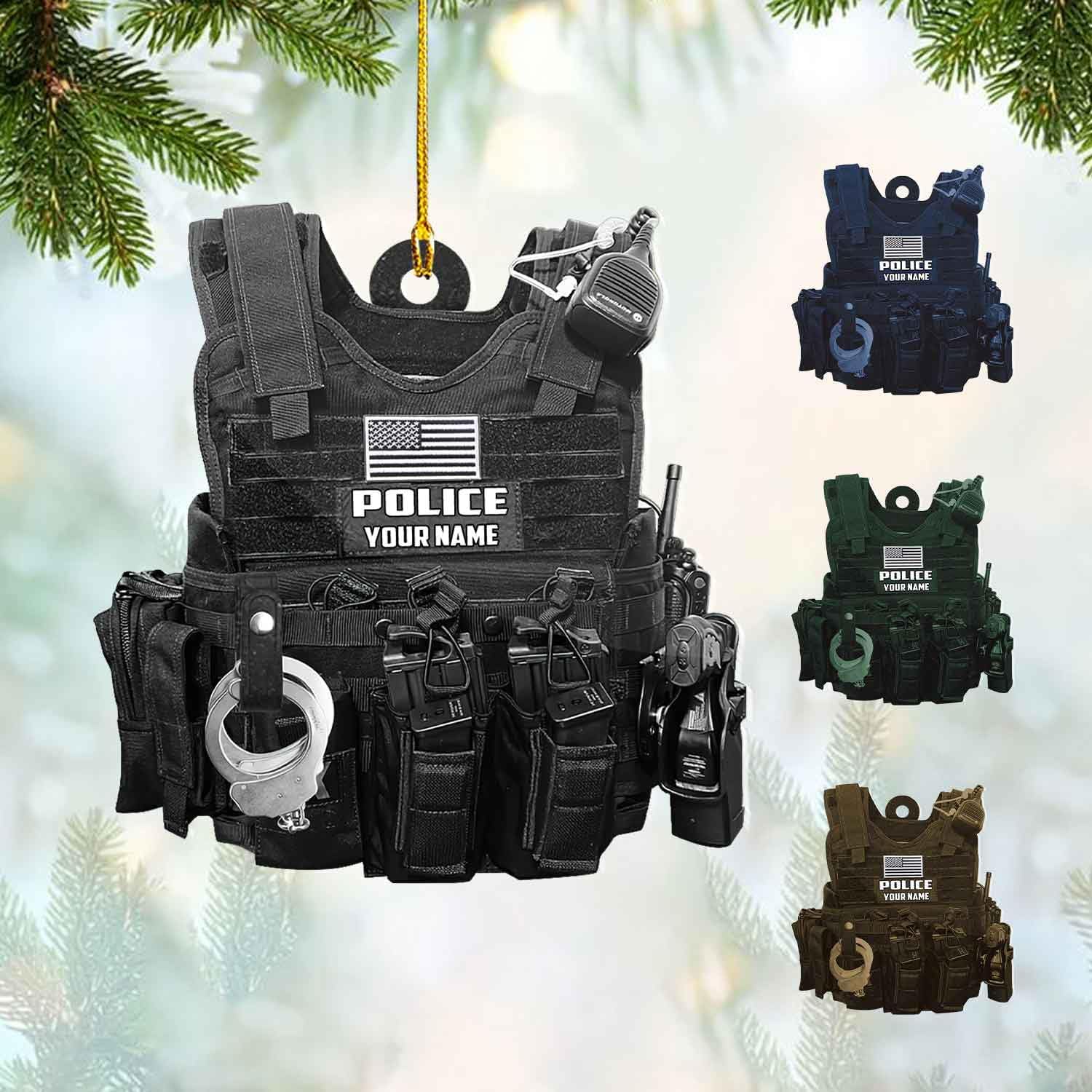 Amazon.com: HomeDesign Personalized Police Officer Flat Ornament ...