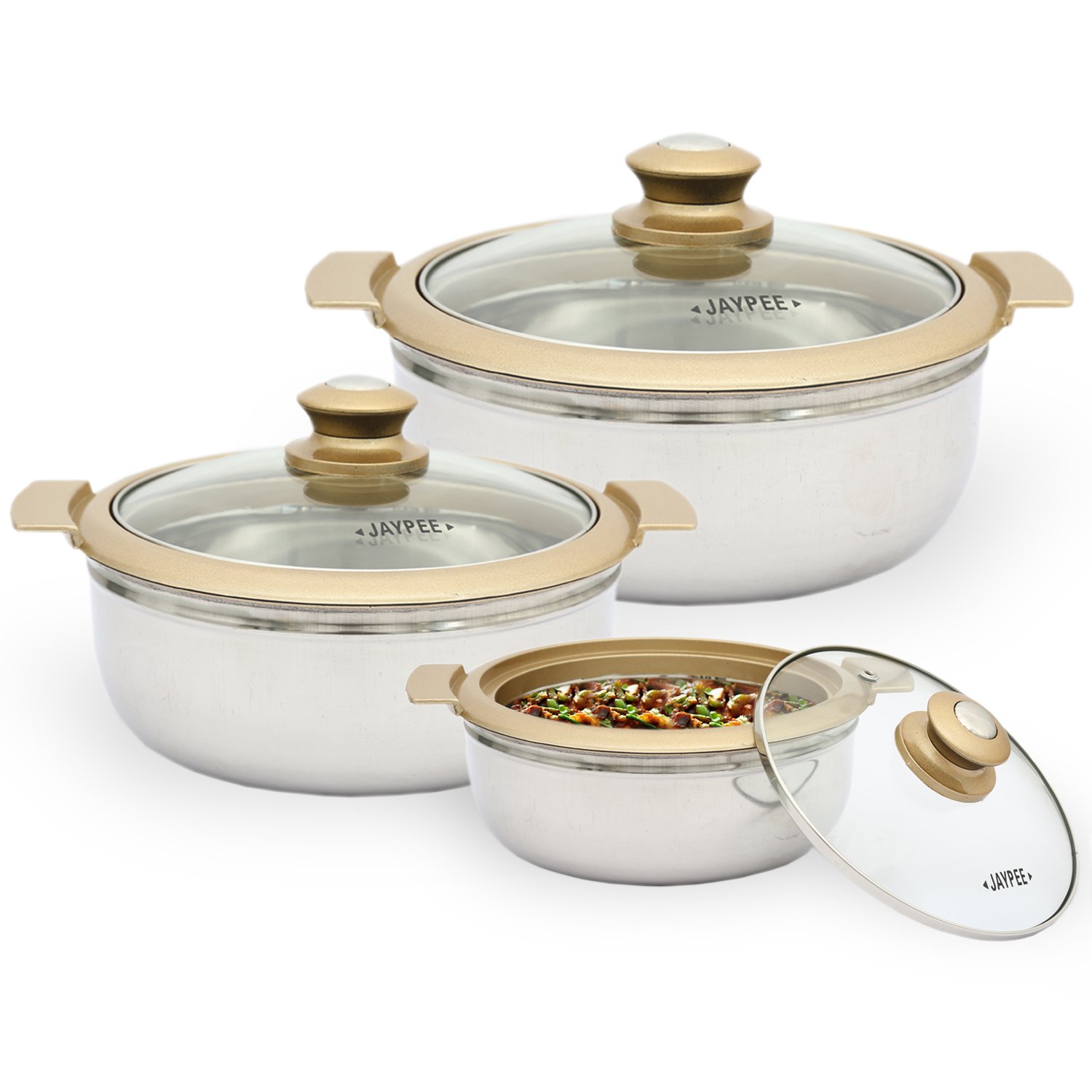 Buy Jaypee Plus Metallica Neo Stainless Steel Casserole Set, 1 Litre ...