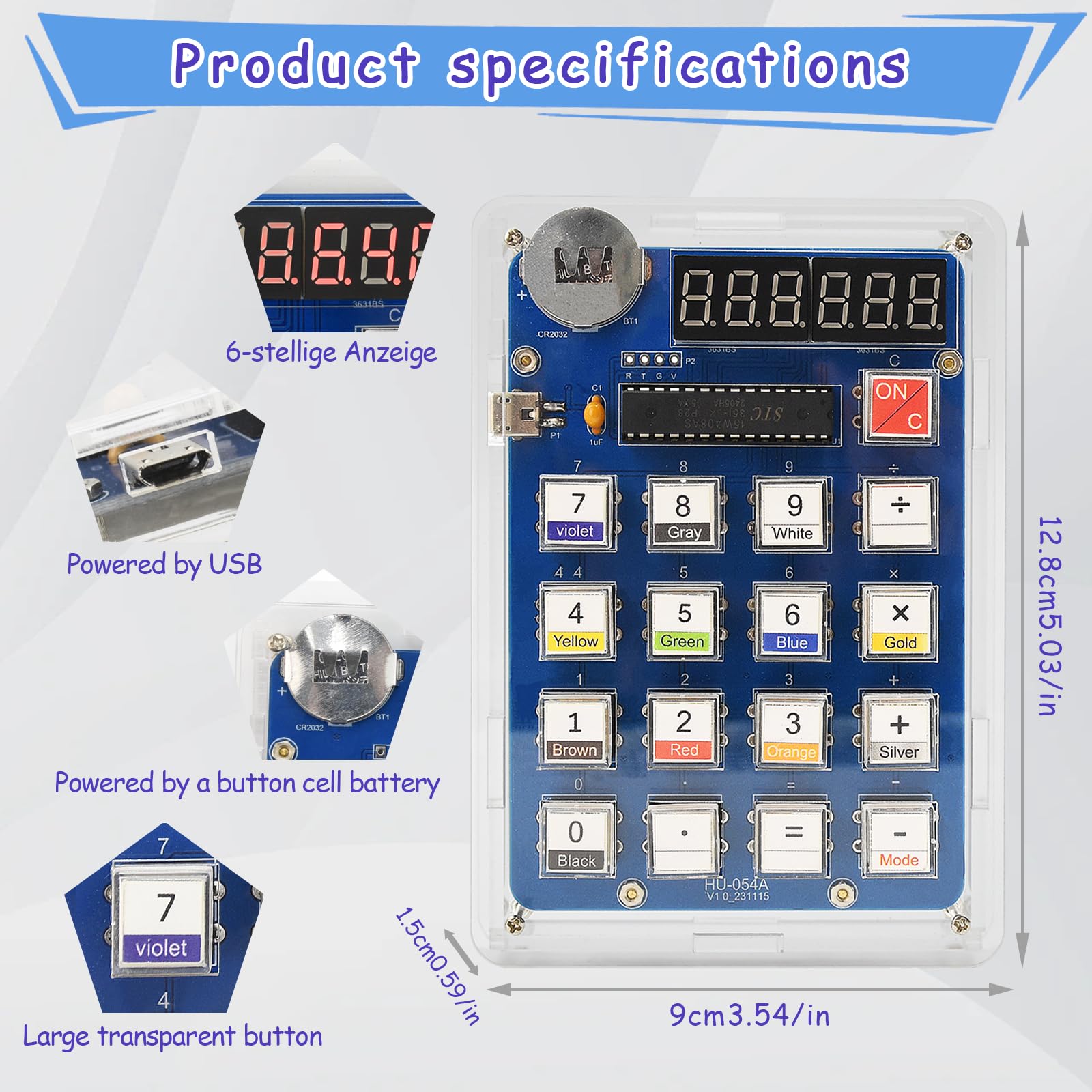 Surplex DIY Soldering Practice Kit, 6-Digit Calculator Resistor Reader ...