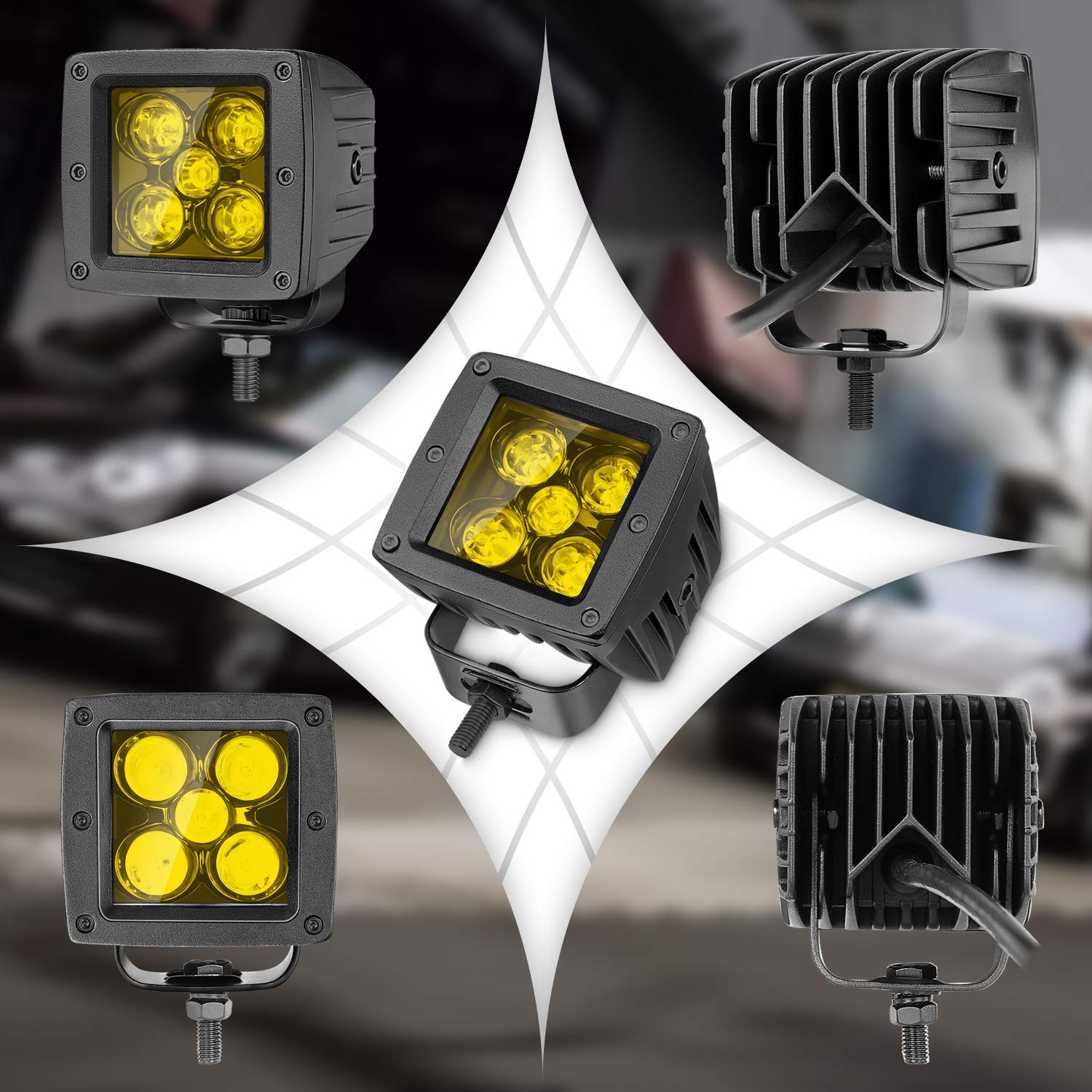 LED Cubes Amber, SWATOW INDUSTRIES 2PCS 50W 3 Inch LED Pod Lights Off ...