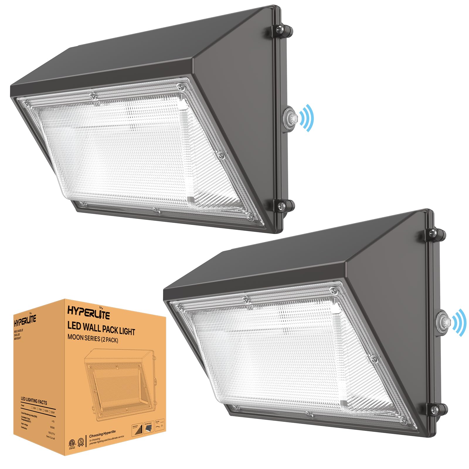 HYPERLITE LED Wall Pack Light 50W 2Packs with Dusk-to-Dawn Photocell ...
