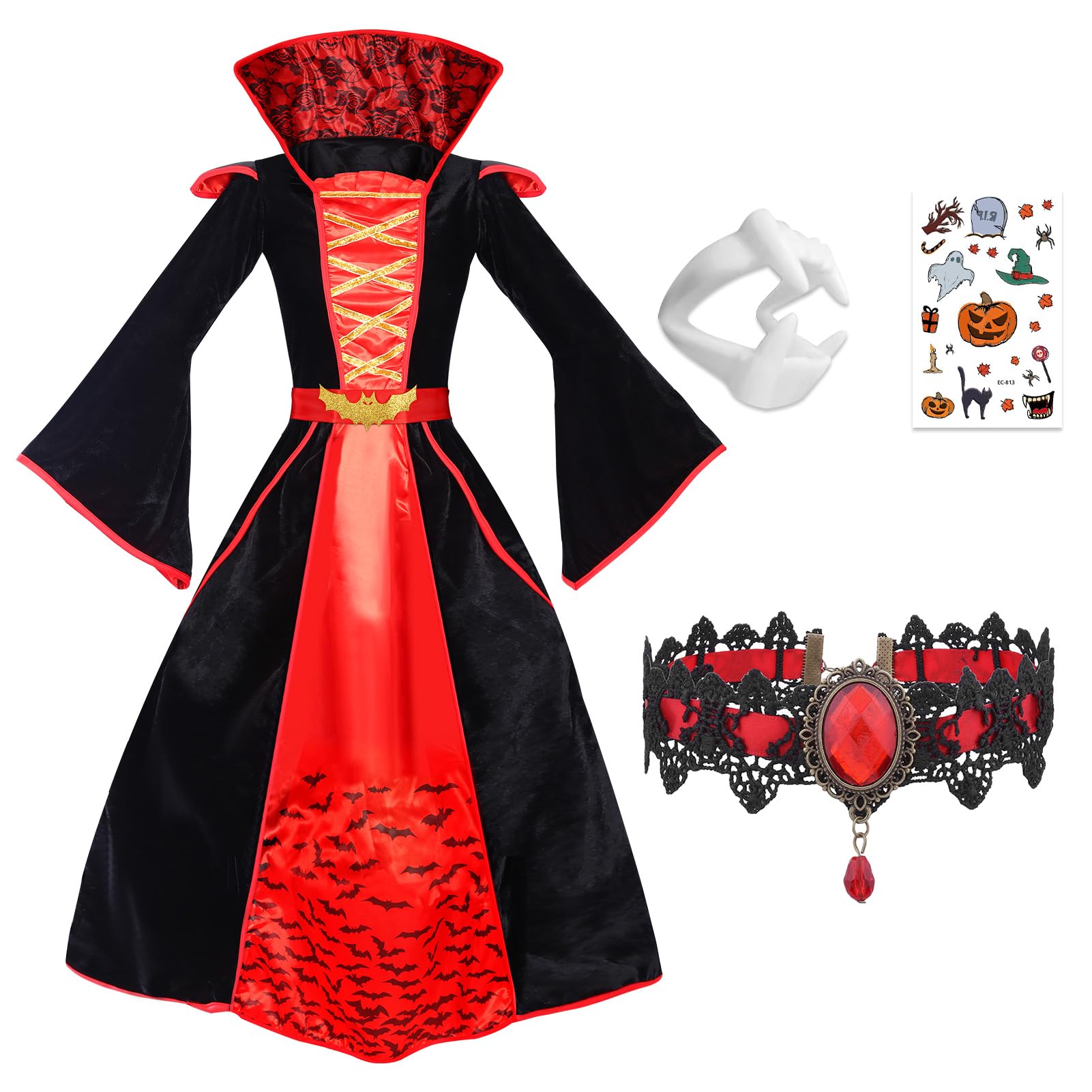Angenster Vampire Costume Girls, Halloween Costume Girls Vampire ...