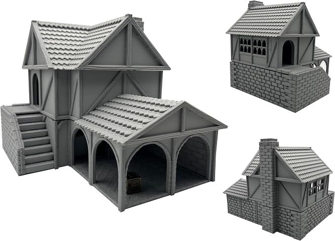 Amazon.com: Hautico Two Stories Medieval Style House Terrain Scenery ...