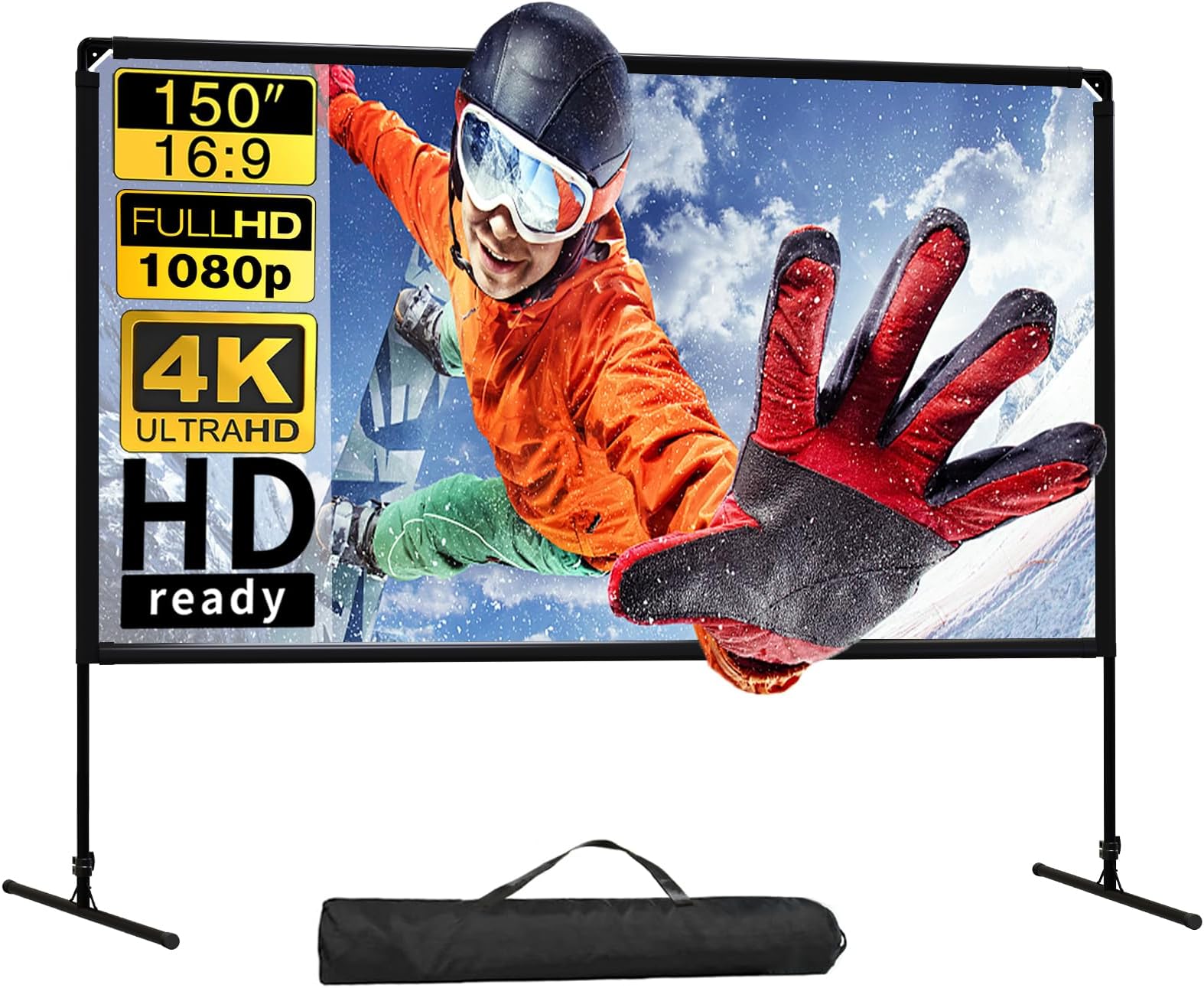 Amazon.com: GT GETCO TECH Projector Screen with Stand, 150 Inch Indoor ...