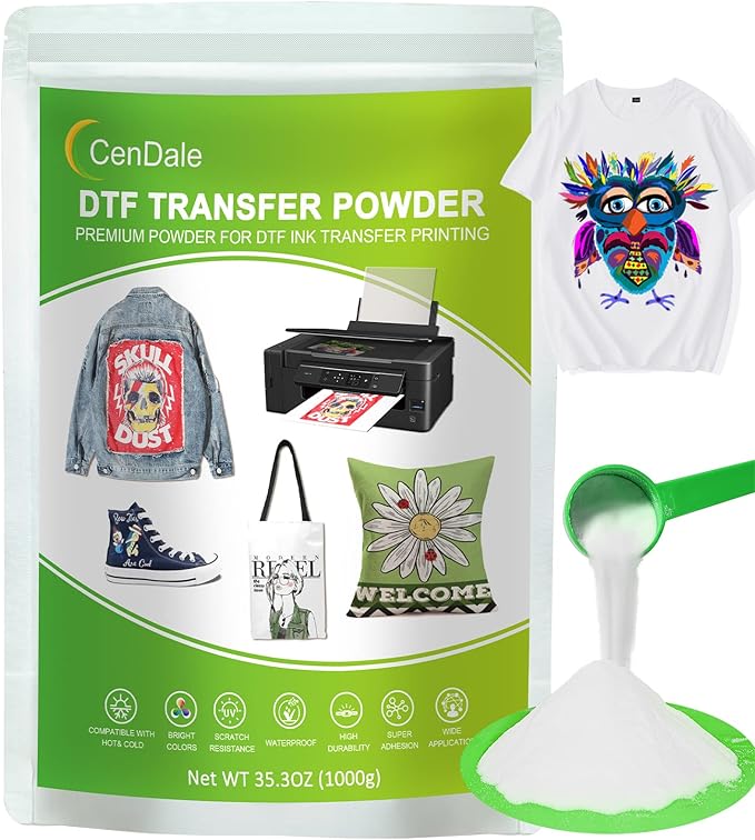 Amazon.com: CenDale DTF Powder, 1000G/35.3oz White Hot Melt Adhesive Digital DTF Transfer Powder ...