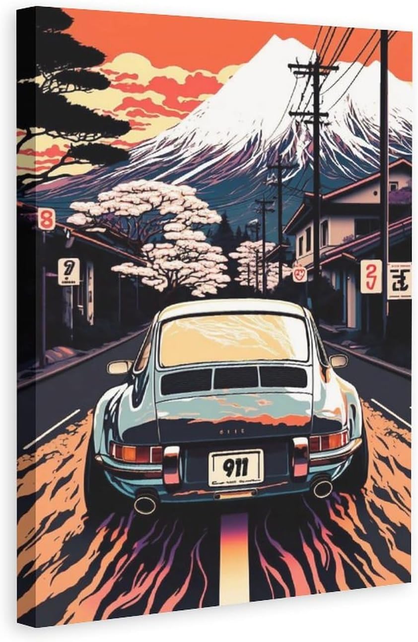 Porsche 911 Retro Painting Room Aesthetics Posters Canvas Posters ...