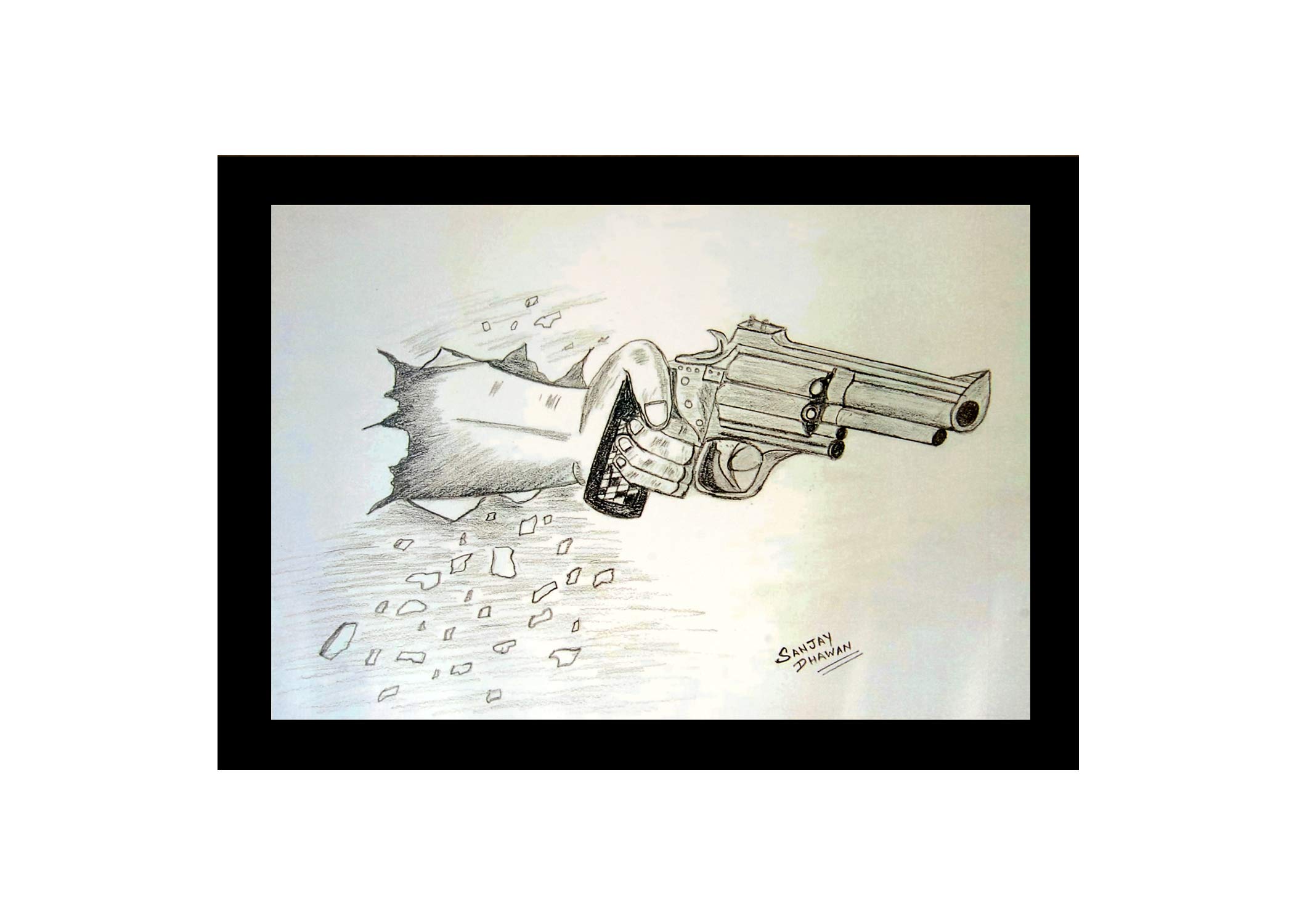 3d Gun Drawings In Pencil