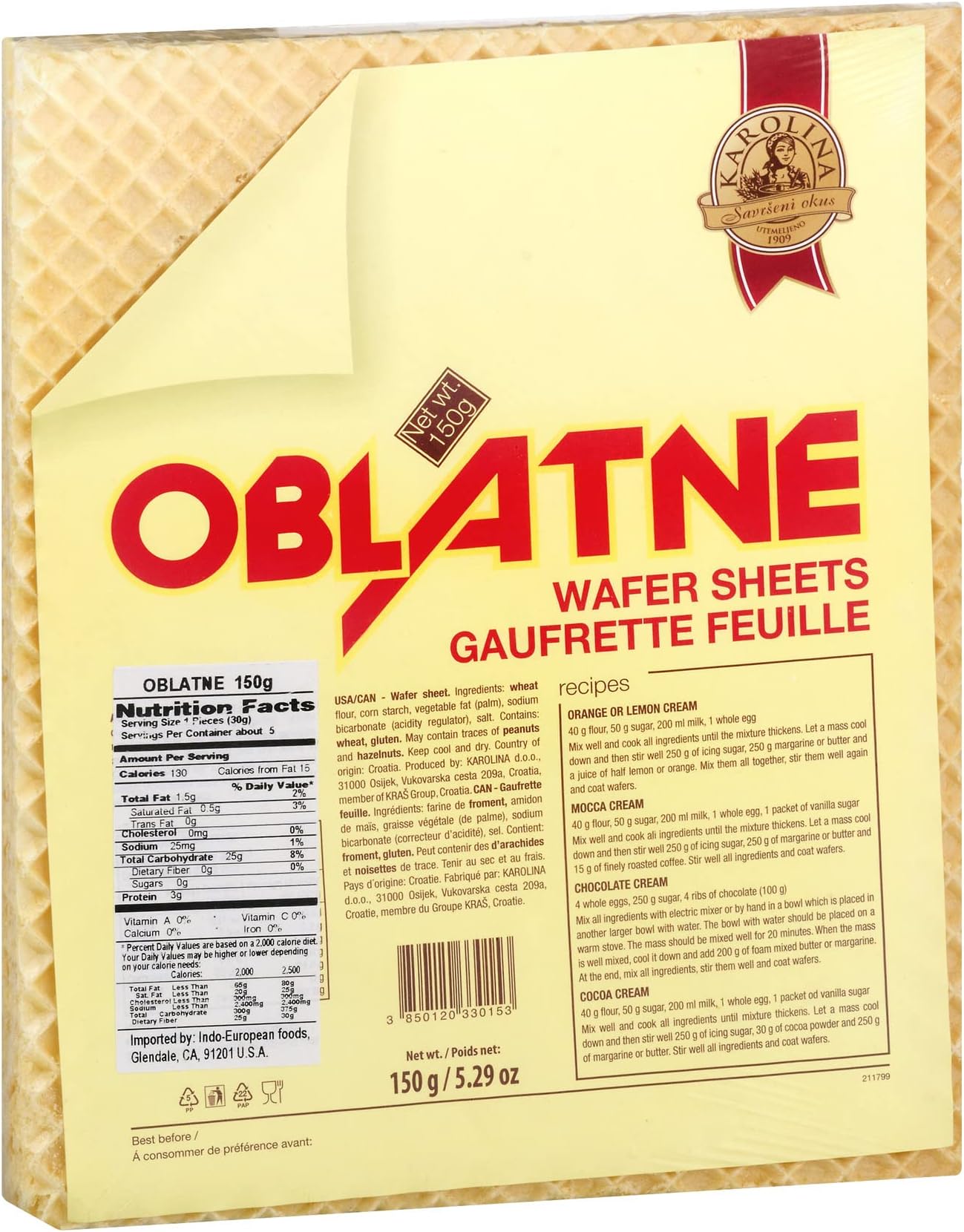 Amazon.com: Tort Wafers THICK for tort cakes, 150g, 5 sheets (3pack ...