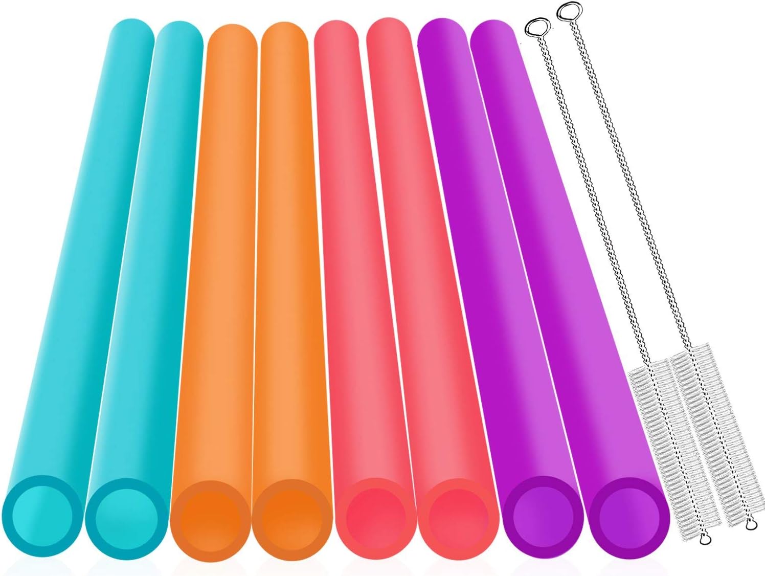 Reusable Boba Smoothie Straws, 12 Pcs Multi Colors Jumbo Wide Straws ...